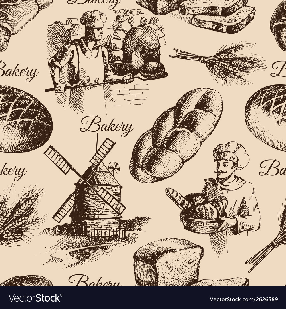 Bakery sketch seamless pattern Royalty Free Vector Image Bakery sketch seamless pattern Royalty Free Vector Image