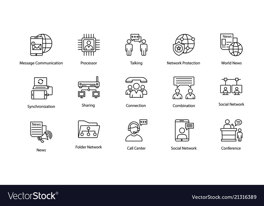 Network and communication line icons Royalty Free Vector