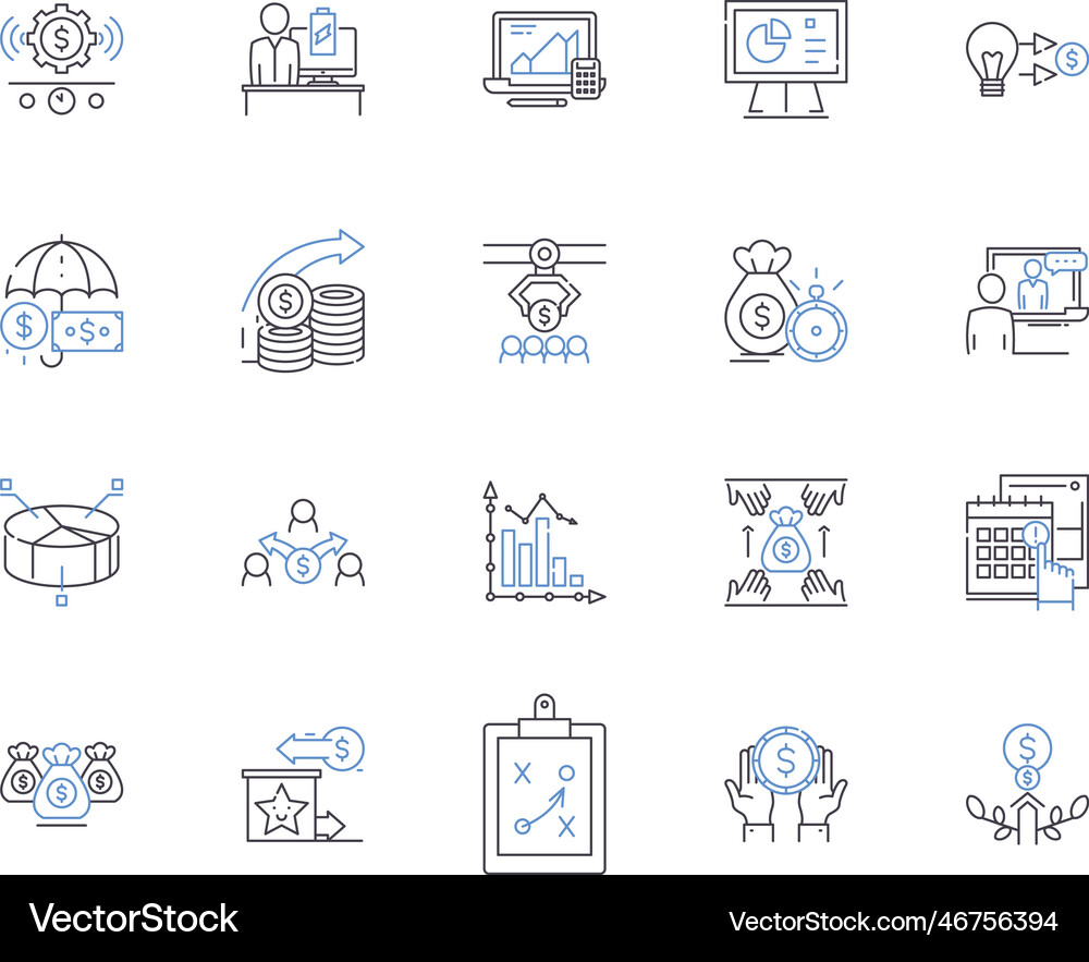 Finance tech outline icons collection fintech Vector Image