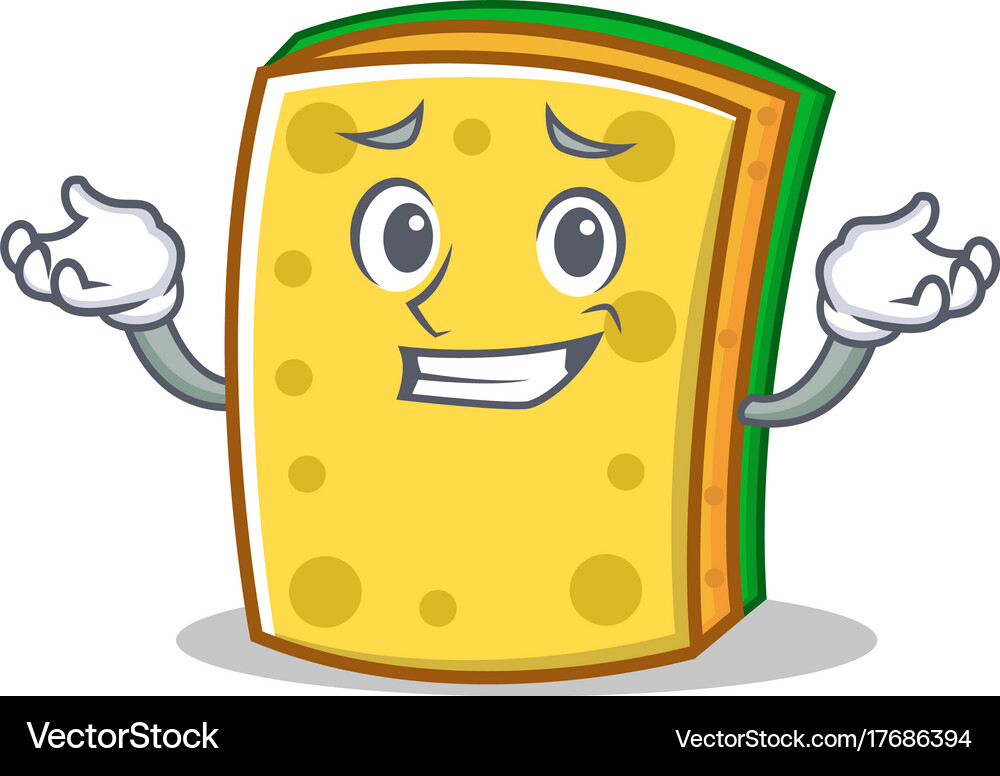 Grinning sponge cartoon character funny Royalty Free Vector