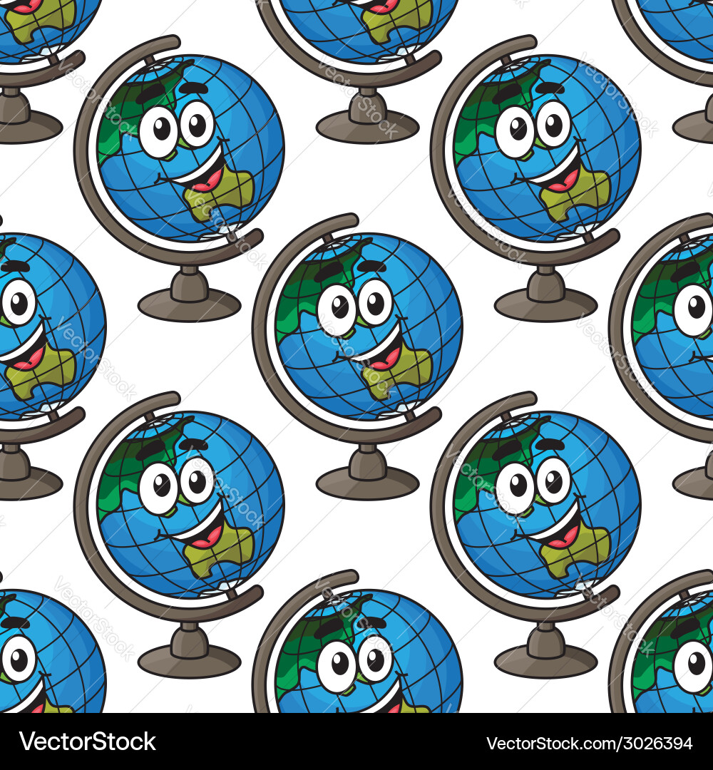 Happy cartoon globe seamless pattern Royalty Free Vector