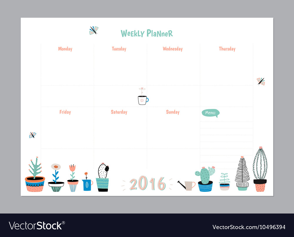 Scandinavian weekly and daily planner Royalty Free Vector