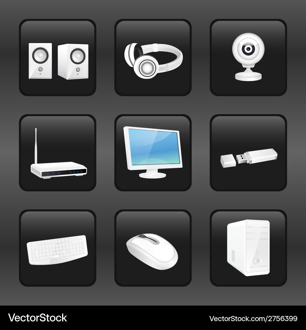 Computer and accessories icons Royalty Free Vector Image