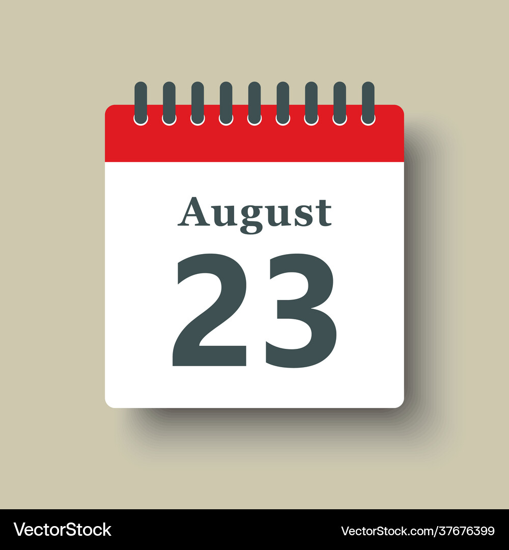 Icon day date 23 august template calendar page Vector Image