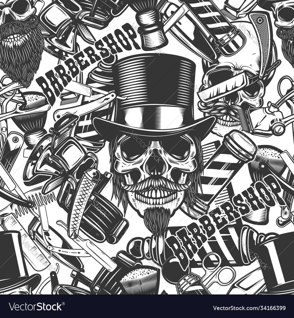 Seamless pattern with barbershop design elements Vector Image