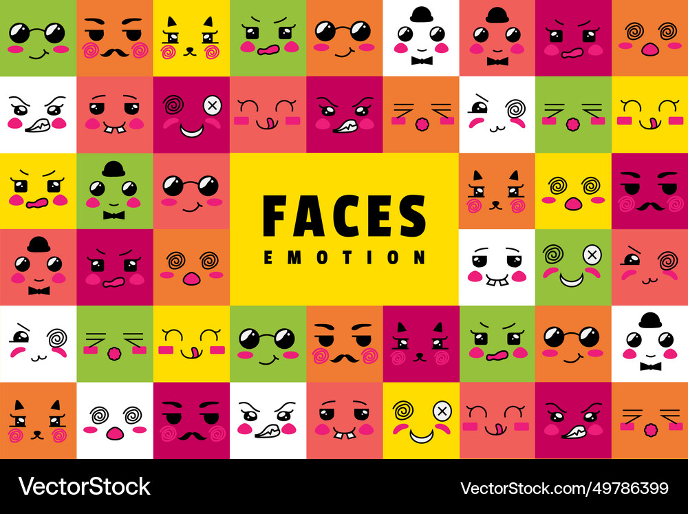 Simple flat design emotion faces background Vector Image