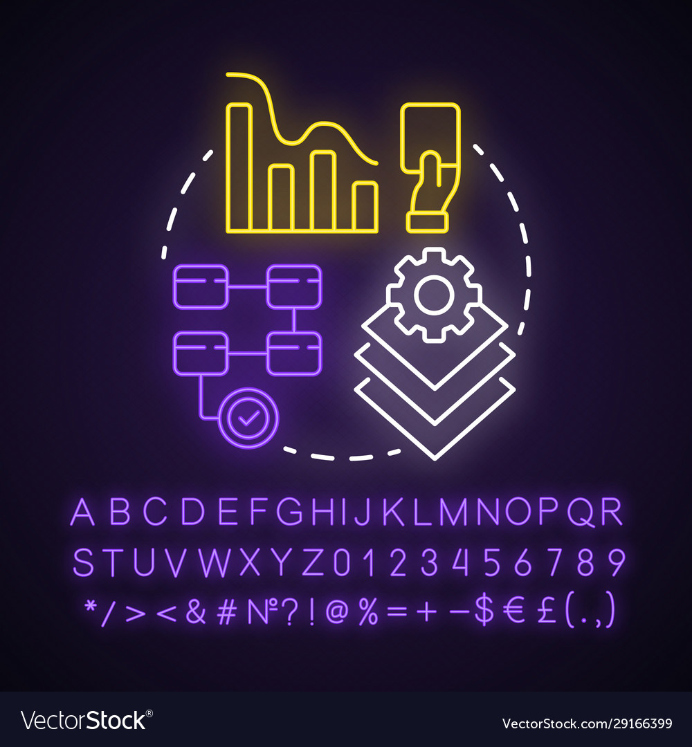 Waterfall development neon light concept icon Vector Image