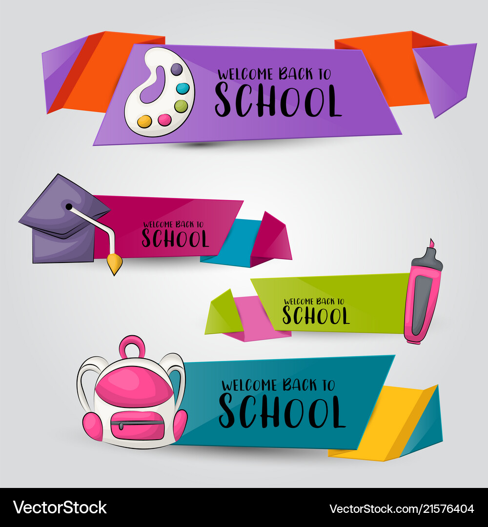 Back to School Doodle Banner Set Royalty Free Vector Image
