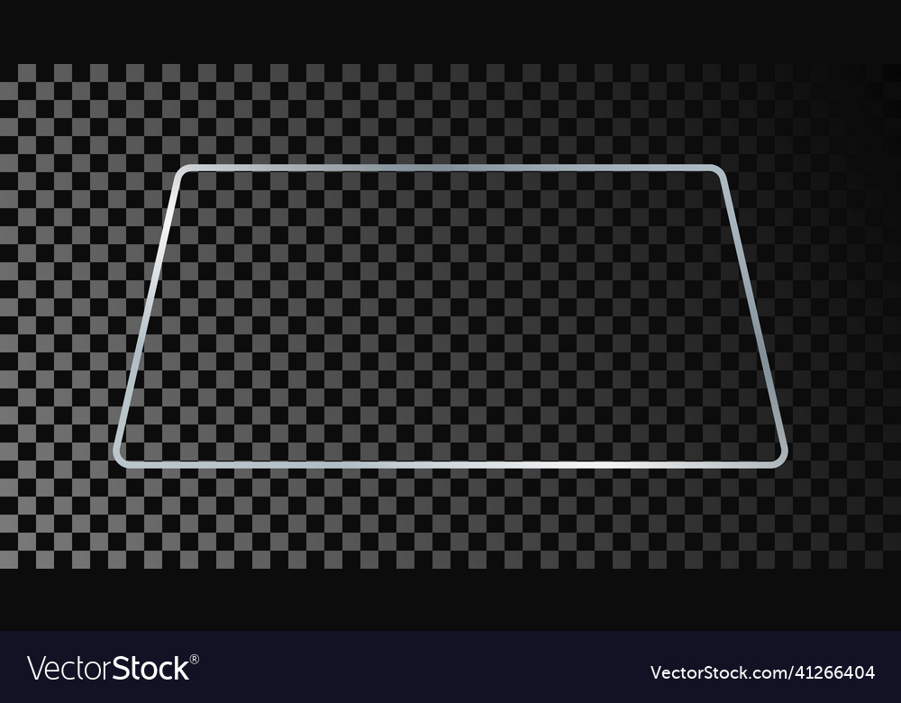 Silver glowing rounded trapezoid shape frame Vector Image