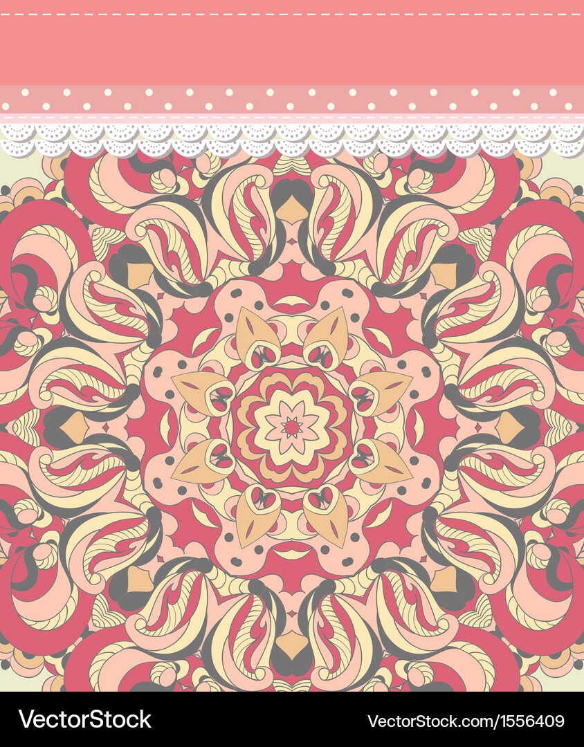 Beautiful pink arabesque lace pattern background Vector Image