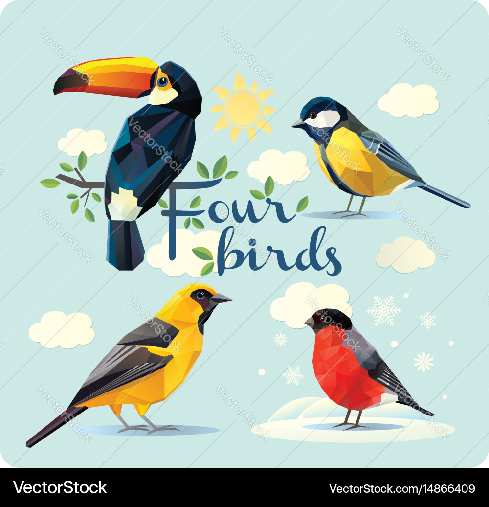 Set of four birds Royalty Free Vector Image - VectorStock