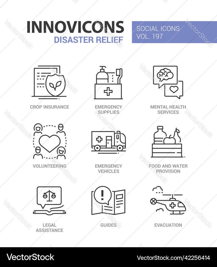 Disaster relief and emergency - line design style Vector Image