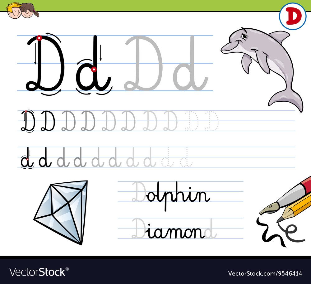 How to write letter d Royalty Free Vector Image