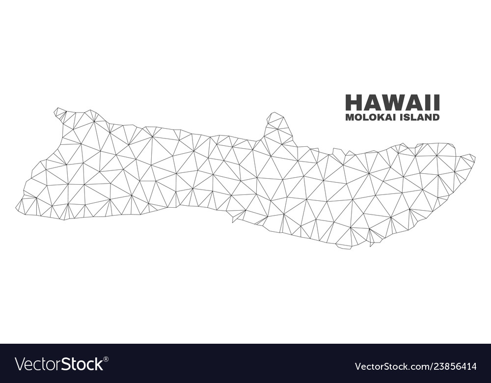 Polygonal mesh molokai island map Royalty Free Vector Image Polygonal mesh molokai island map Royalty Free Vector Image
