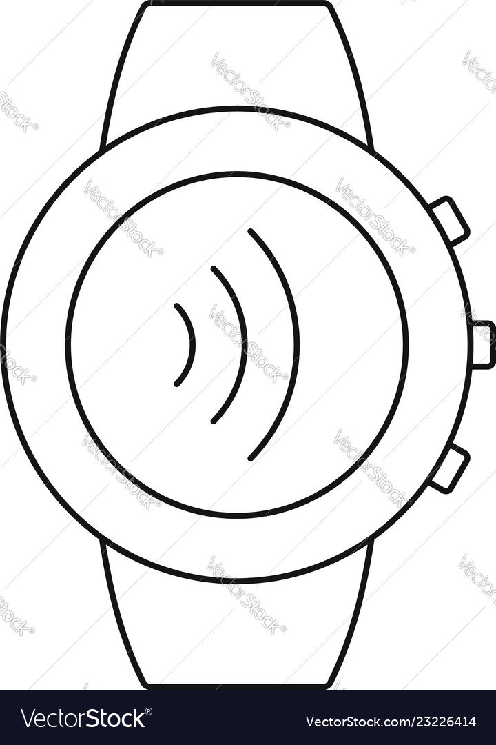 Round smartwatch icon outline style Royalty Free Vector Round smartwatch icon outline style Royalty Free Vector