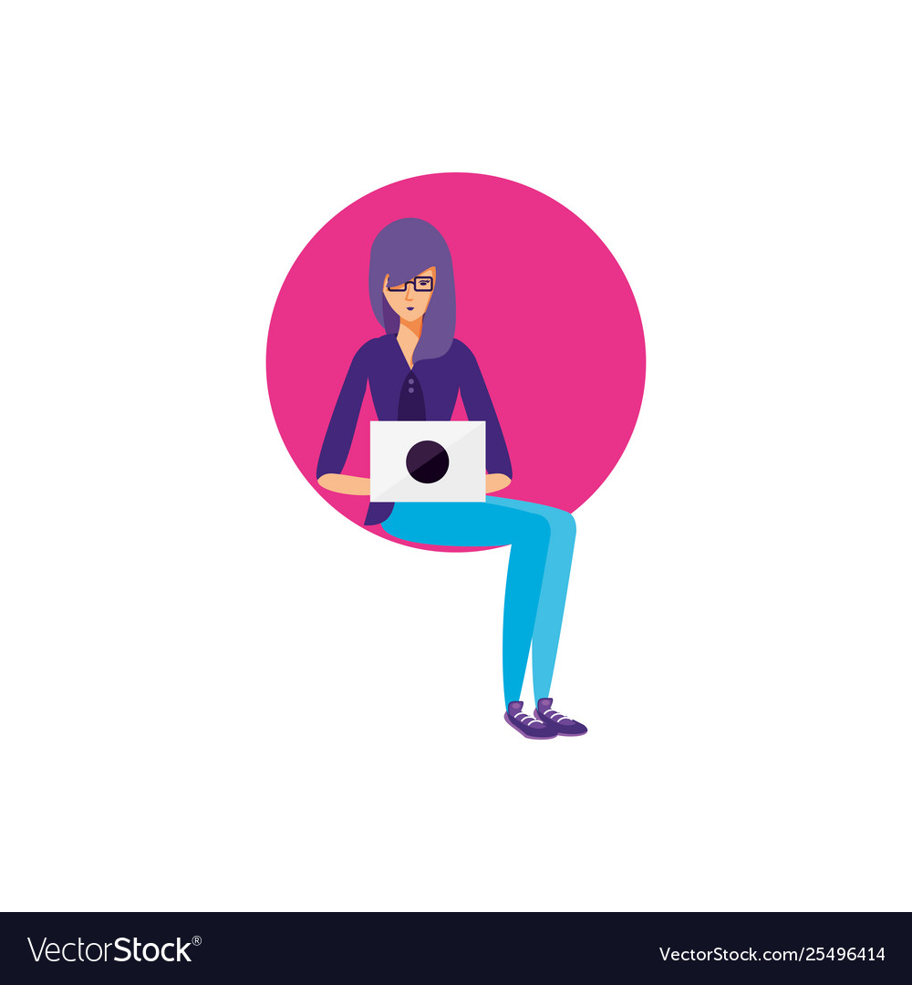 Young woman using laptop computer Royalty Free Vector Image