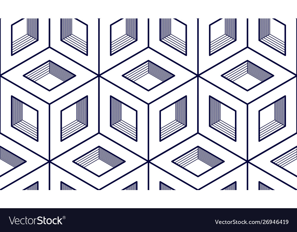 Geometric cubes abstract seamless pattern 3d Vector Image