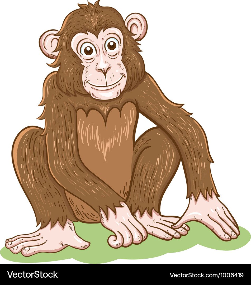 Smiling Monkey Cartoon Royalty Free Vector Image