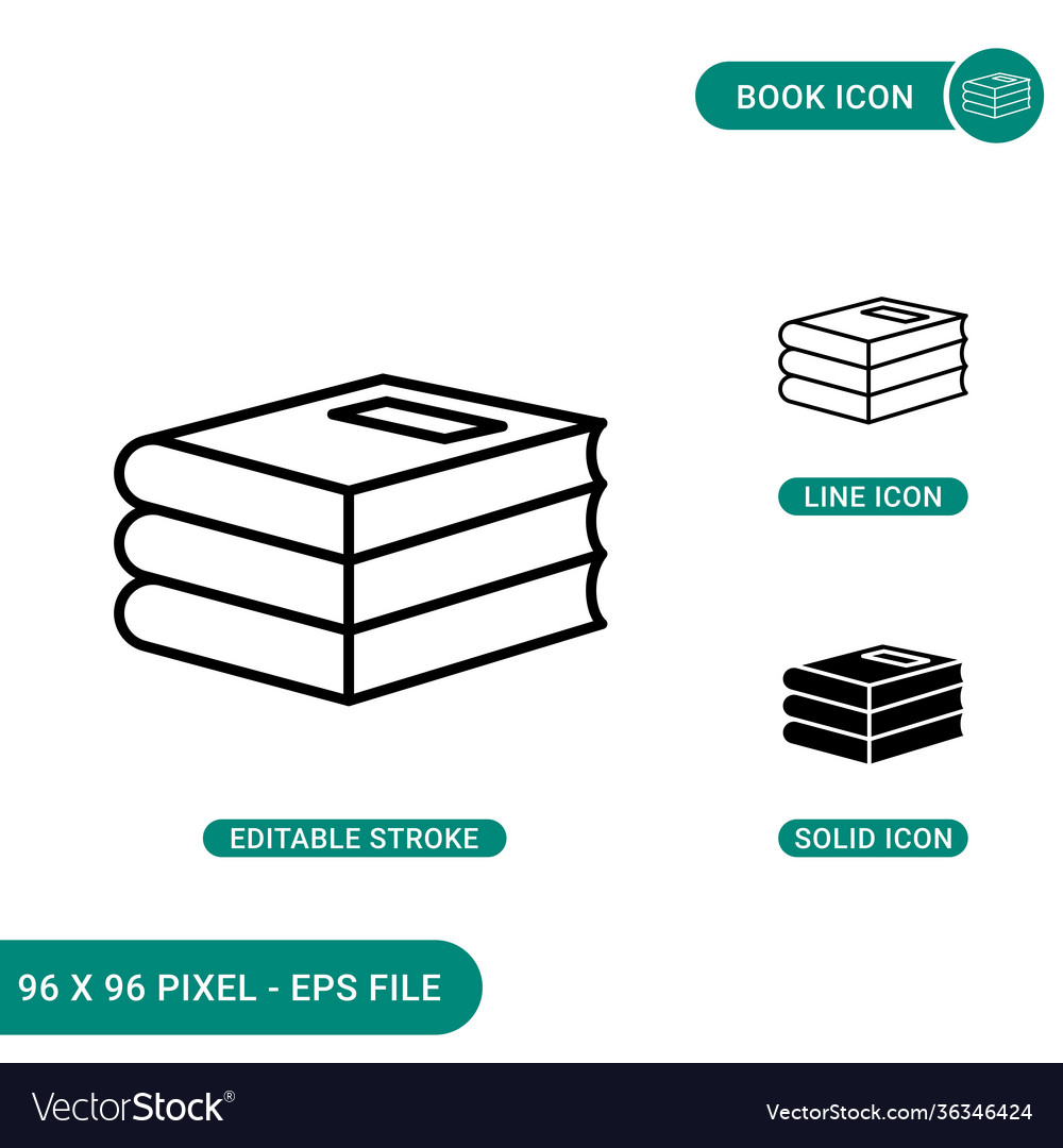 Book icons set with solid icon line style Vector Image