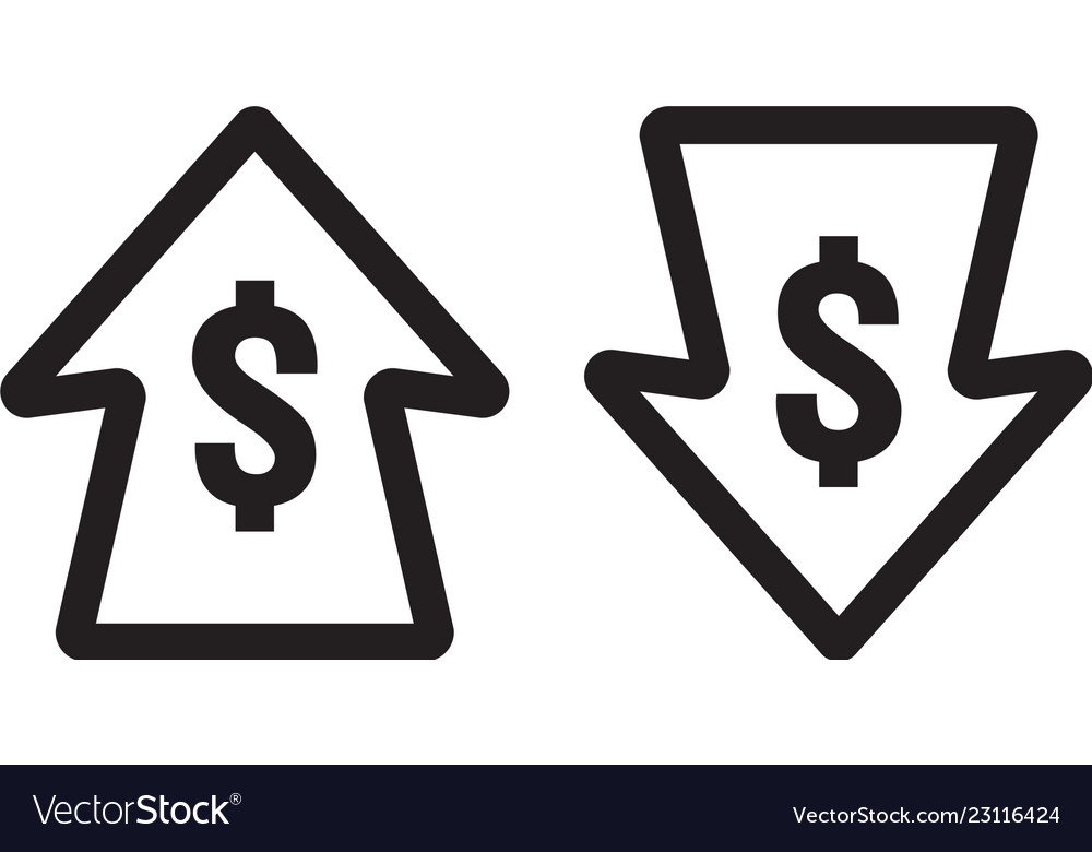 Dollar increase decrease icon money symbol Vector Image