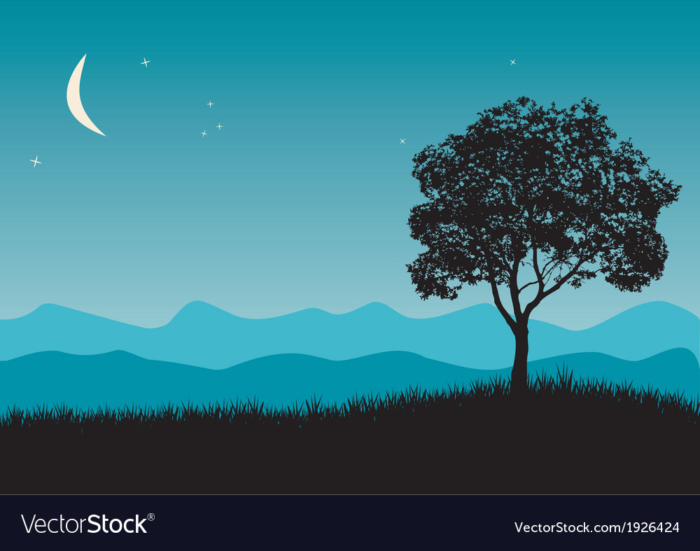 Tree in night scene Royalty Free Vector Image - VectorStock Tree in night scene Royalty Free Vector Image - VectorStock