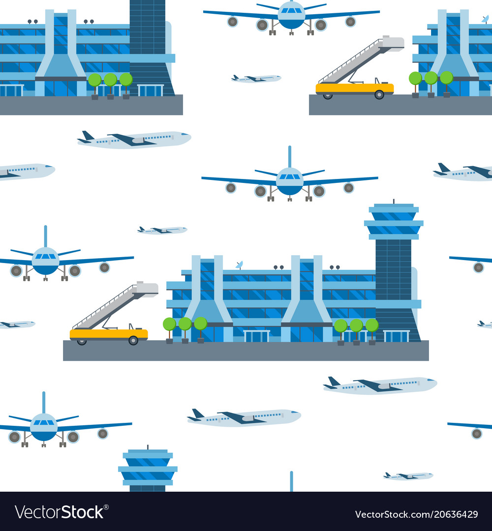 Airplane seamless pattern background Royalty Free Vector