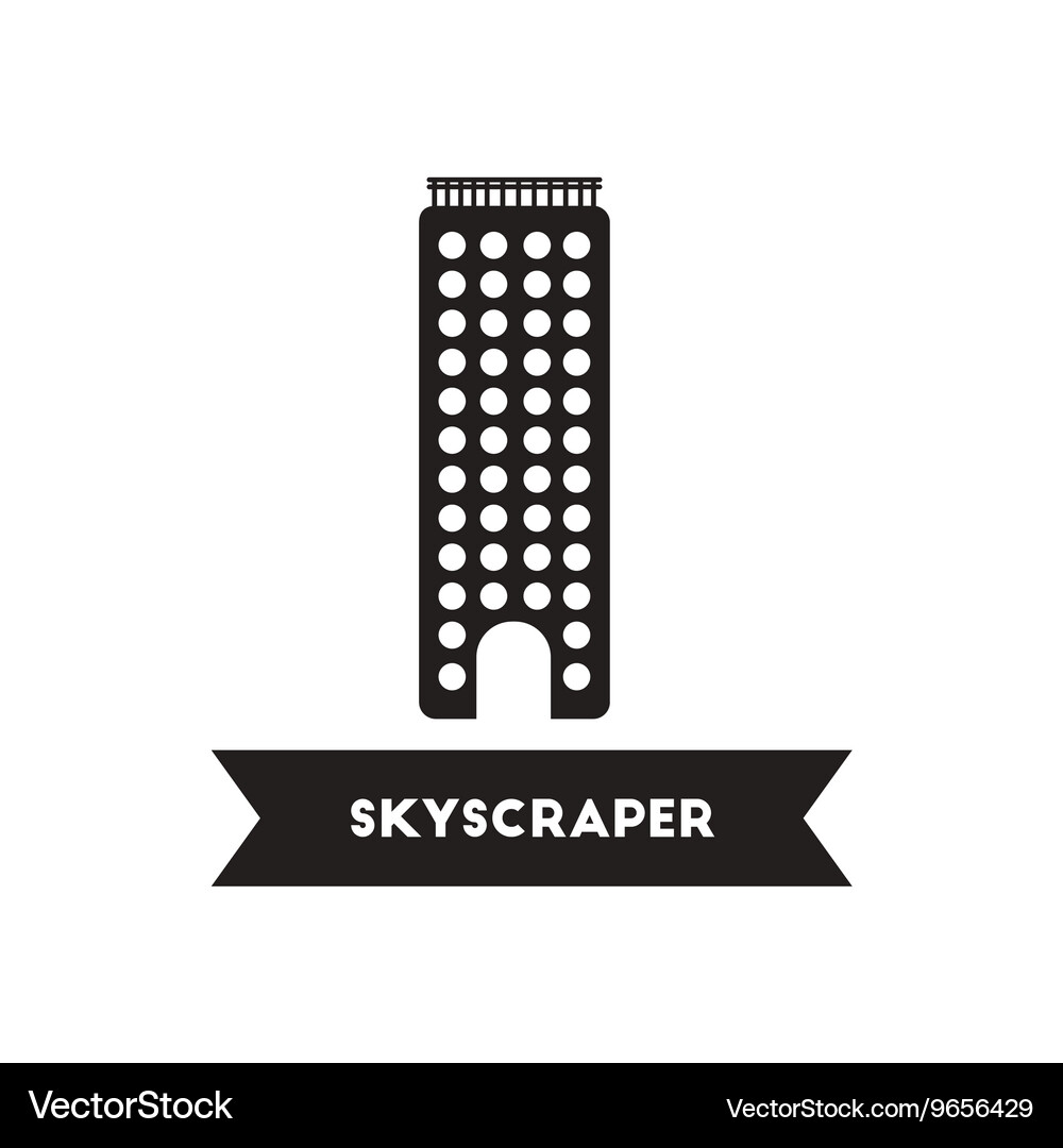 Flat icon in black and white style building Vector Image