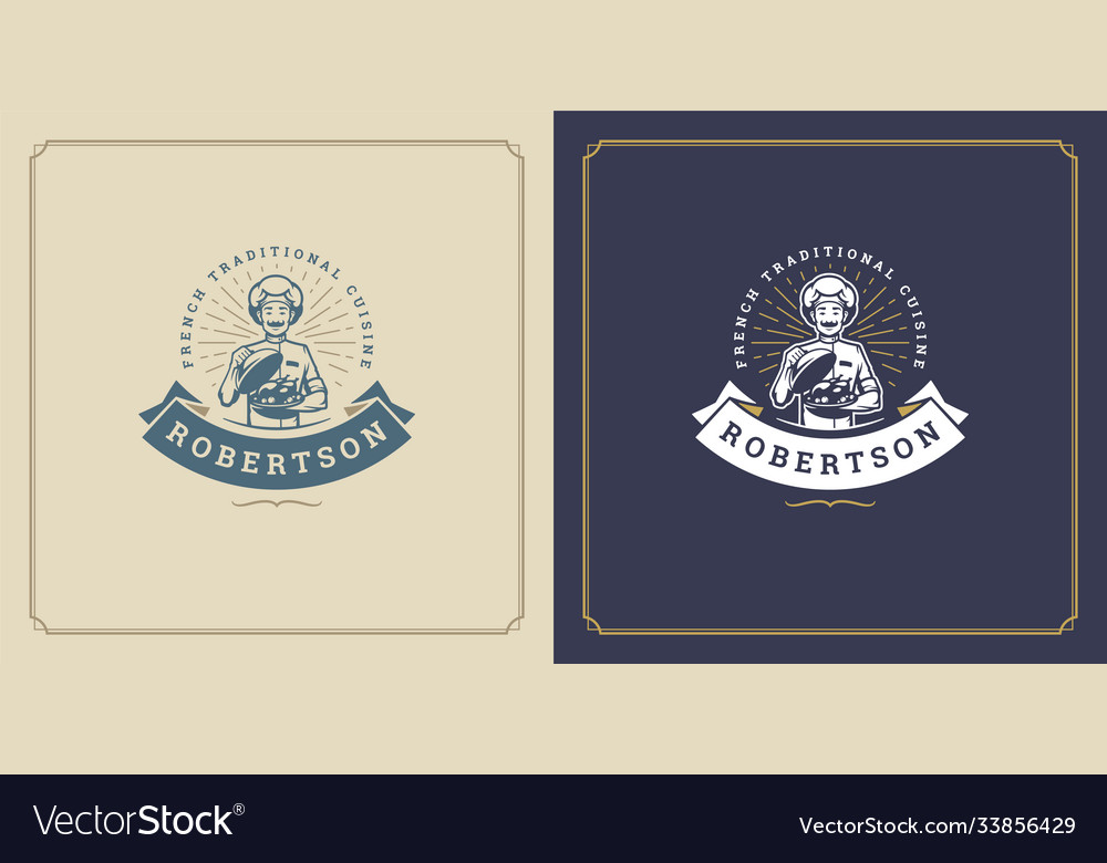 Restaurant label design chef Royalty Free Vector Image