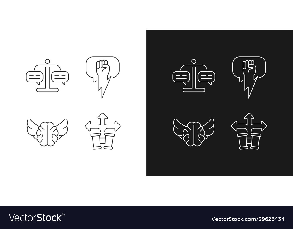 Argumentation Skills Linear Icons Set For Dark Vector Image