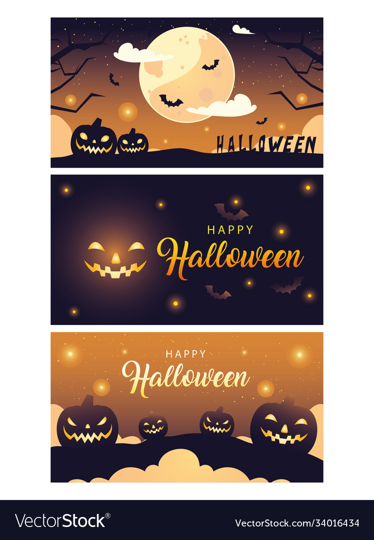 Happy halloween banners collection design Vector Image