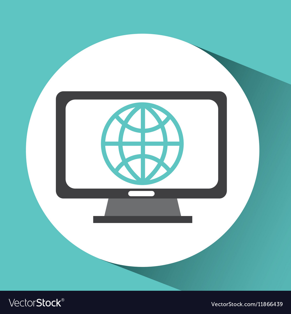 Computer device globe network icon Royalty Free Vector Image