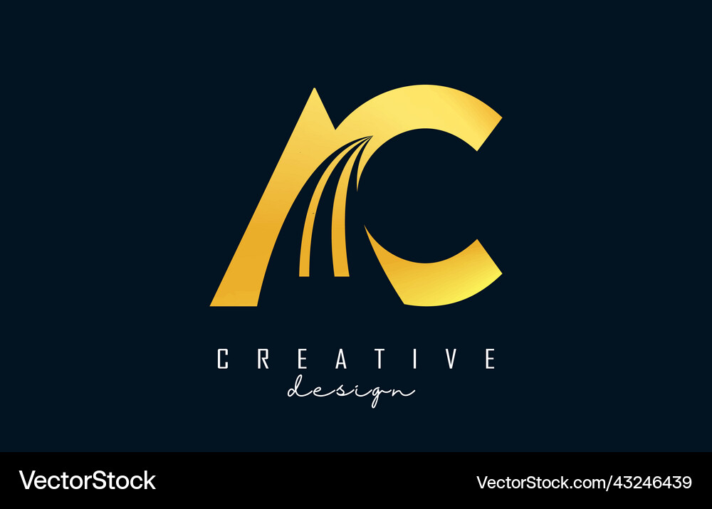Creative golden letters ac a c logo with leading Vector Image