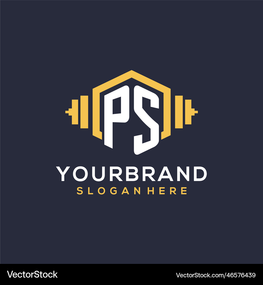 Initial ps logo design for fitness center Vector Image