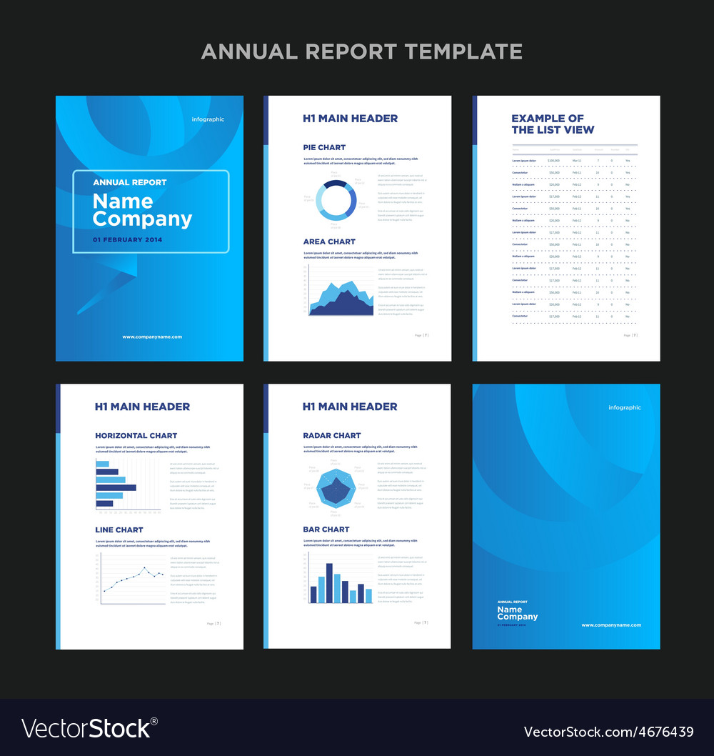 Modern Annual Report Template With Cover Design Vector Image