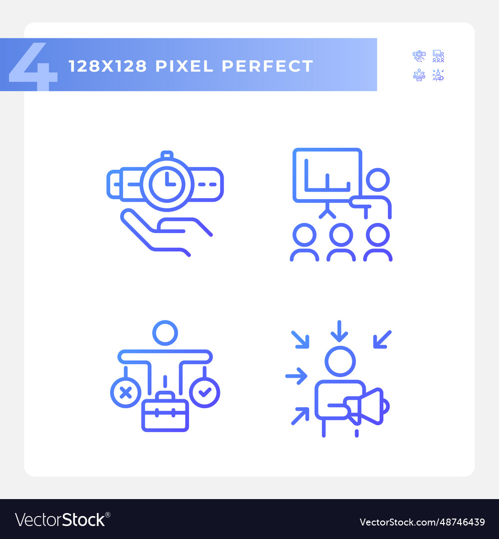 Pixel perfect gradient soft skills linear icons Vector Image Pixel perfect gradient soft skills linear icons Vector Image
