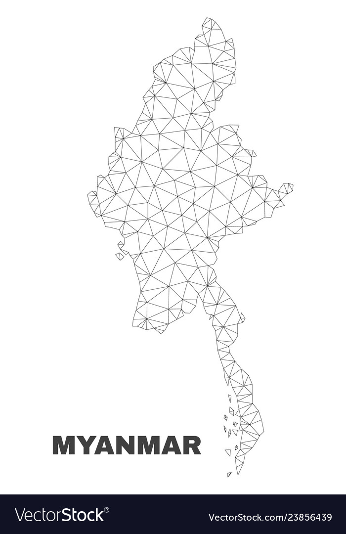 Polygonal mesh myanmar map Royalty Free Vector Image