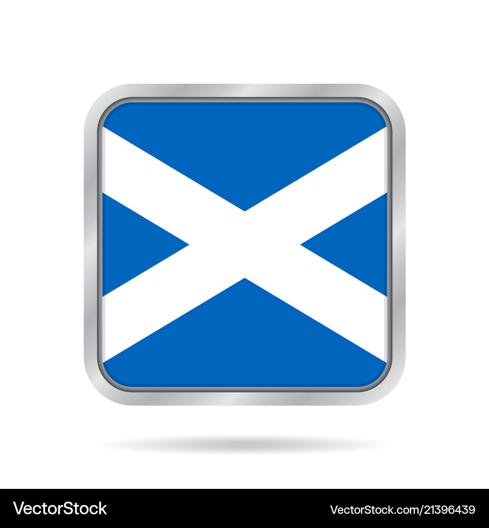 Scotland Flag Metallic Gray Button Royalty Free Vector Image