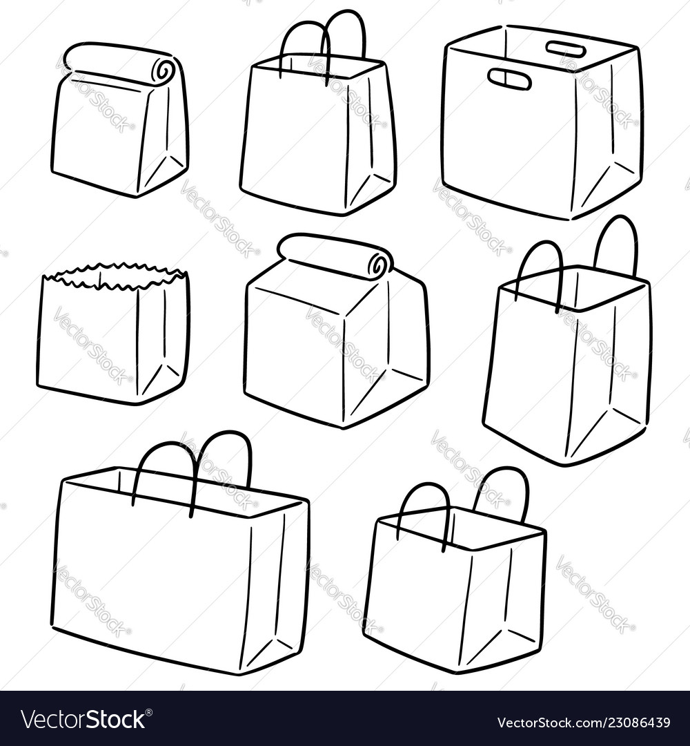 Set of paper bag Royalty Free Vector Image - VectorStock
