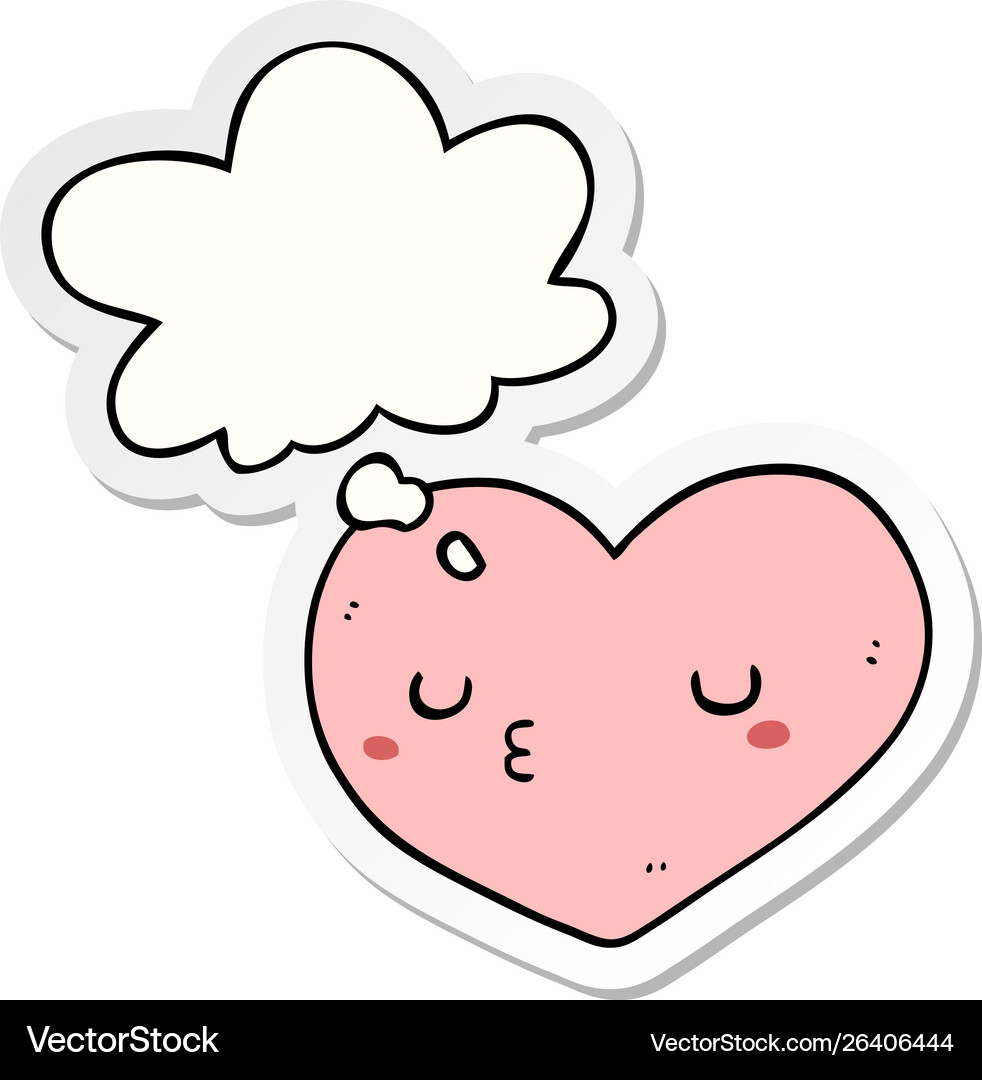 Cartoon love heart and thought bubble Royalty Free Vector