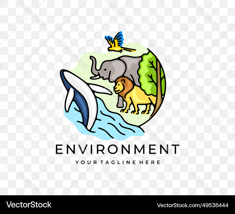 Ecosystem animals plants graphic design Royalty Free Vector