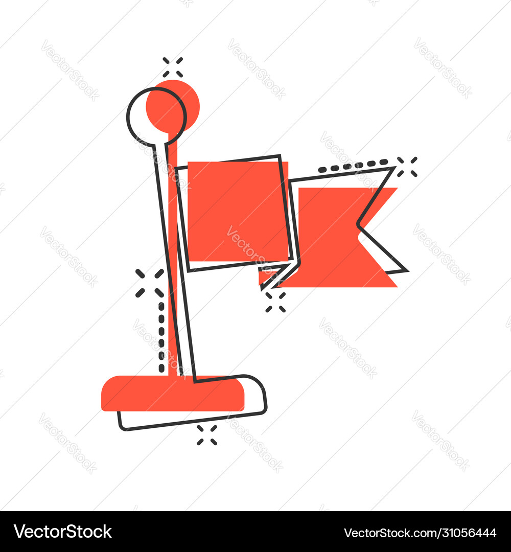 Flag icon in comic style pin cartoon on white Vector Image