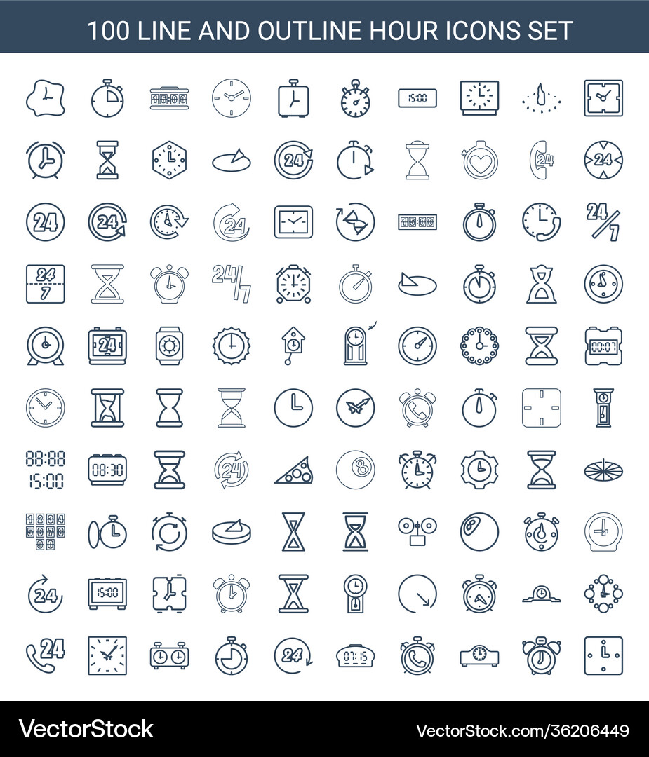 100 hour icons Royalty Free Vector Image - VectorStock