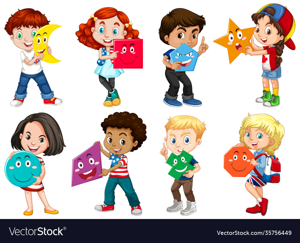 Children holding math shape Royalty Free Vector Image