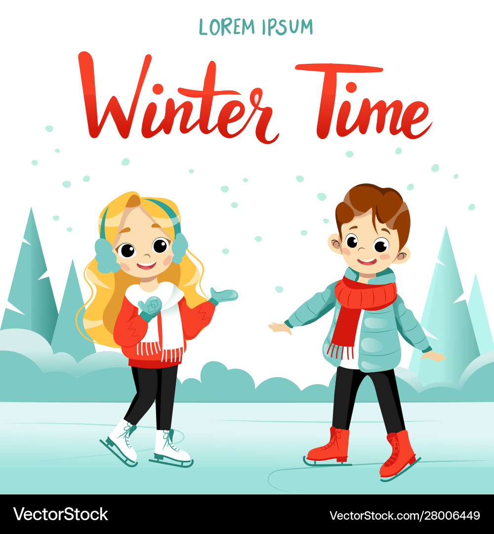 Children winter activity cute cartoon boy Vector Image