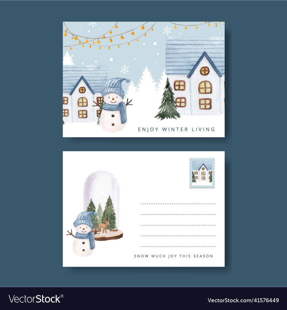 Postcard template with winter living Royalty Free Vector