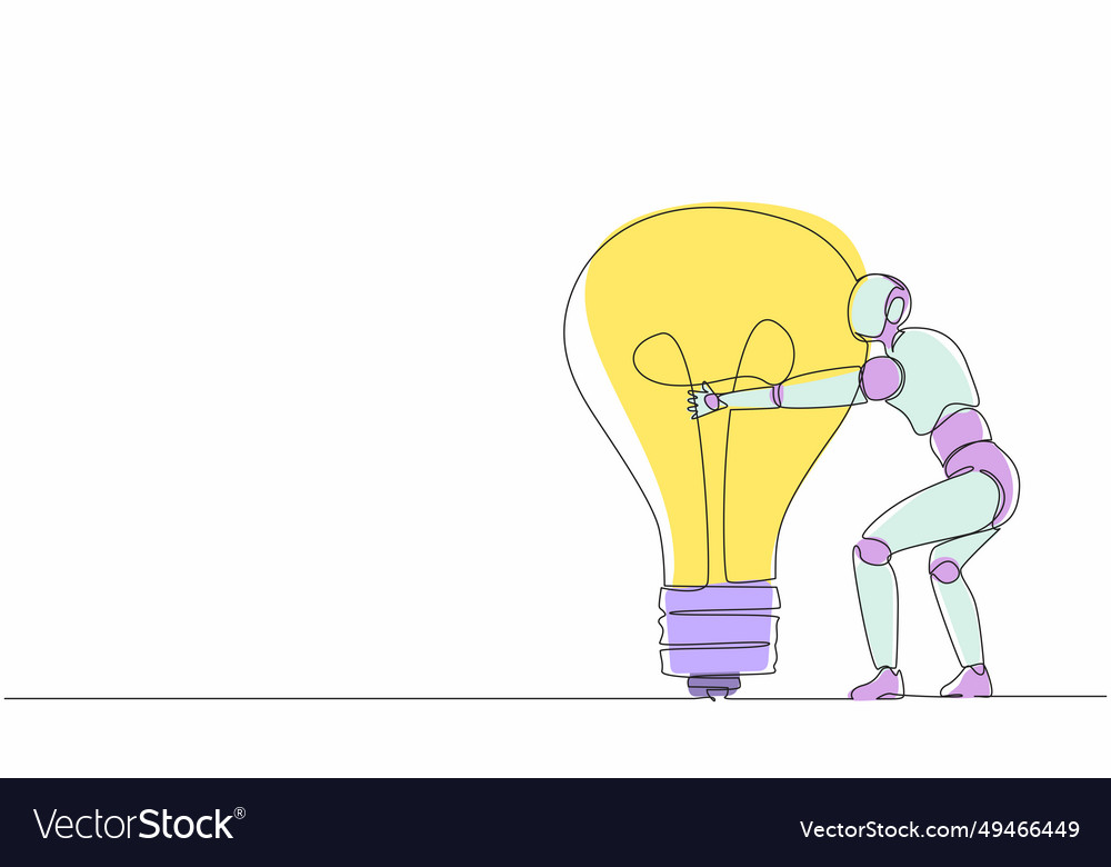 Single continuous line drawing robots hugging Vector Image Single continuous line drawing robots hugging Vector Image