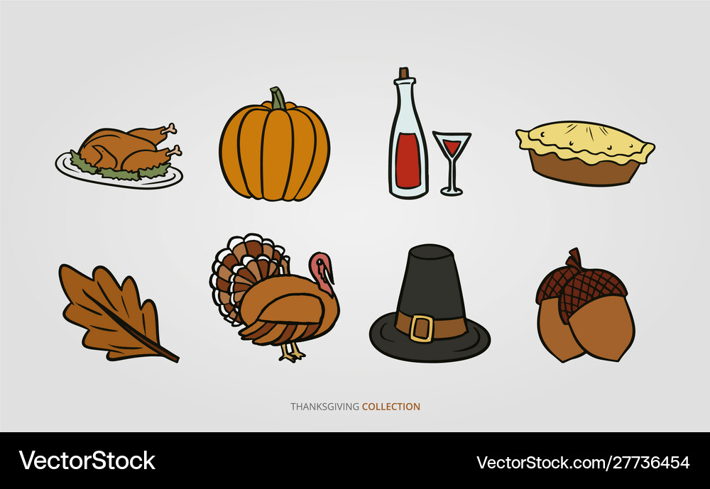 Happy thanksgiving set collection Royalty Free Vector Image