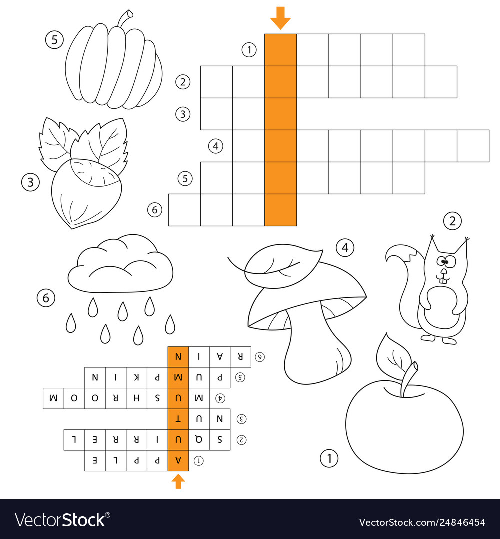 Learn english with an autumn word game for kids Vector Image