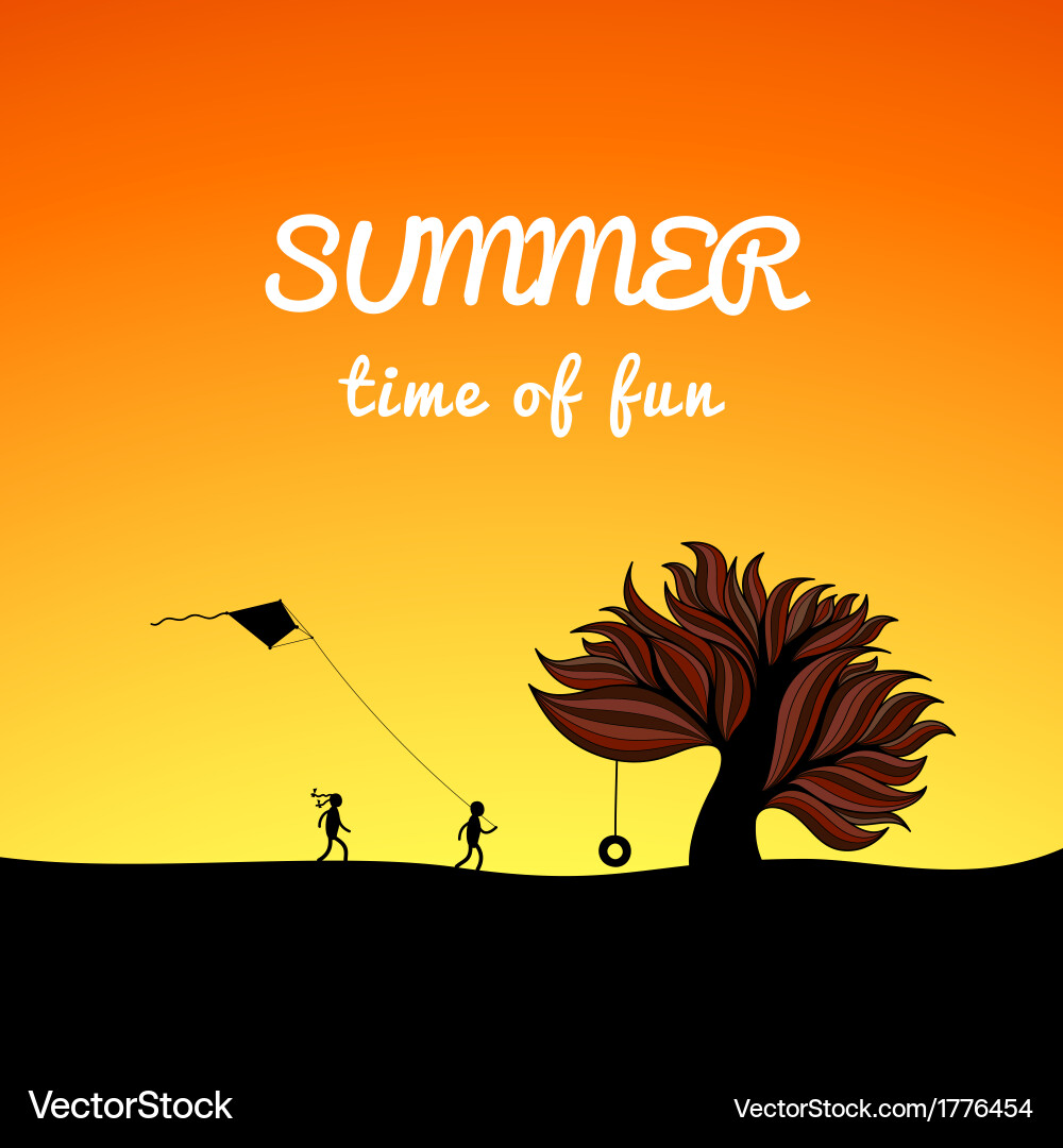 Poster summer landscape style fun theme Royalty Free Vector