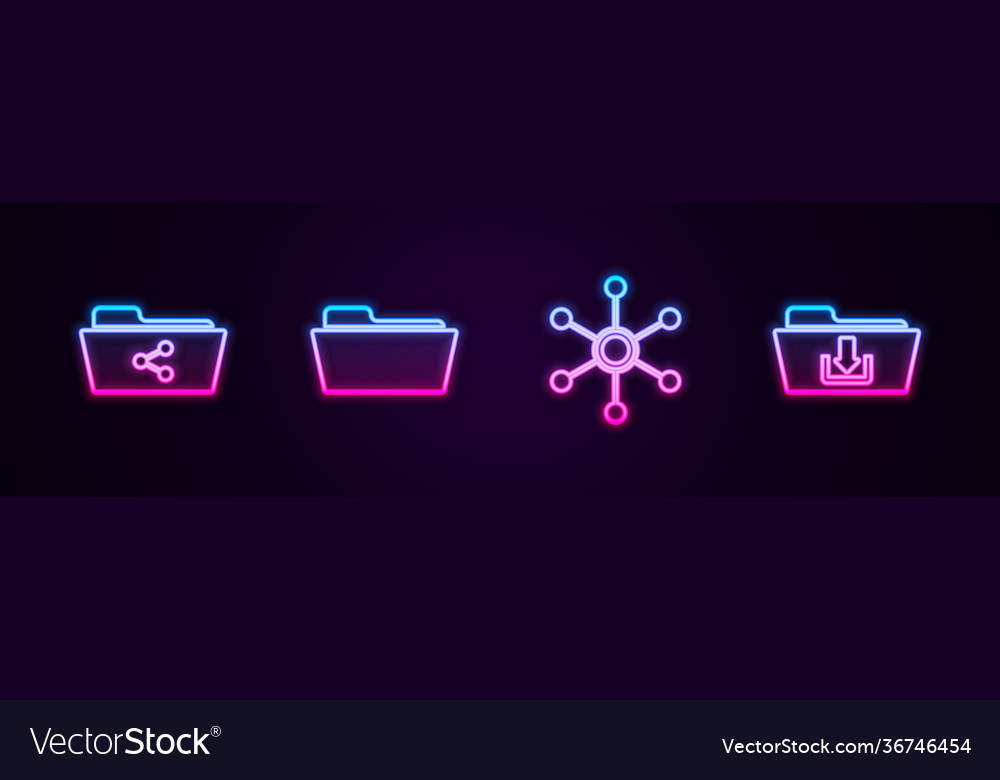 Set line share folder folder network Royalty Free Vector